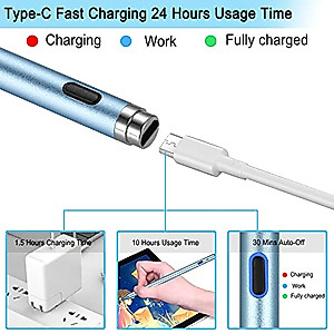 Active Stylus Pens for Touch Screens,1.5mm Fine Point Rechargeable Digital Pencil Capacitive Pen Fine Point Stylist Pen Pencil Compatible with i-Phone i-Pad and Other Tablets (Blue)