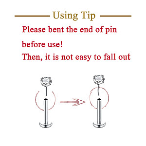 MODRSA Threadless Cartilage Earrings Tragus Earrings Tragus Helix Piercing Jewelry Helix Earrings Lip Piercing Jewelry Labret Piercing Jewelry Threadless Earring 16g 6mm