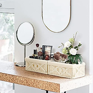 Bellzacasa Storage Baskets Boho Decor with Removable Cloth Liner Toilet Paper Basket Decorative Woven Basket for Countertop Shelf Cabinet Organizer for Bedroom Nursery Living Room Set of 3