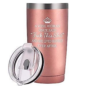 GINGPROUS A Wise Woman Once Said Travel Tumbler for Women, Friends Travel Tumbler for Divorce Coworker Retirement, 20 Oz Stainless Steel Insulated Tumbler with Lid and Straws, Rose Gold