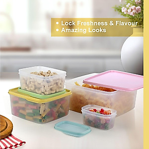 Food Storage Containers with Lids Set of 4 - 5oz, 16oz, 27oz, 84oz Leakproof Airtight Food Storage Containers – Non-BPA Transparent Plastic Containers for Food – Space Saving Nesting Design