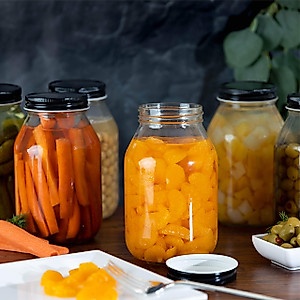 Kitchentoolz Mason Jar Lids, Regular Mouth, for Standard Mouth Mason Jars, Airtight Silicone Seal, Made in USA, Set of 4, Black