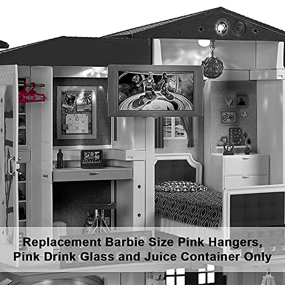 Replacement Parts for Barbie Doll Hello Dreamhouse - DPX21 ~ Replacement Barbie Size Pink Hangers, Pink Drink Glasses and More!
