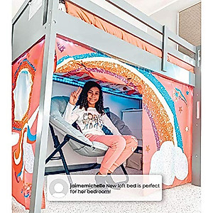 JoJo Siwa Loft Bed Tent - Curtain Set for Low Twin Loft Bed (Bed Sold Separately) by Delta Children