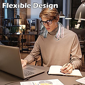 MSEVC Upgraded Neck Fan, Hand Free 4 Turbo Personal Fan 360°Adjustable Bladeless Fan Neck Wearable Cooling Fan USB Rechargeable with 6 Speeds for Women Men Camping Sports Travel Indoor