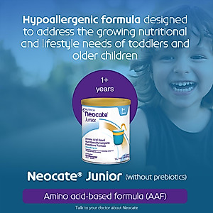 Nutricia Neocate Junior - Hypoallergenic, Dairy-free, Amino Acid-Based Formula without Prebiotics - Formula for 1+ Years - For Toddlers, Kids & Teens - Powdered Formula - 14.1 oz can (Case of 4)