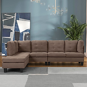 Casa Andrea Milano Modern Reversible Sectional Sofa Couch with Chaise,Brown, Large