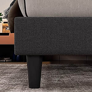 Allewie Queen Bed Frame with Adjustable Headboard/Diamond Stitched Button Tufted/Fabric Upholstered Platform Bed Frame/Wood Slat Support/No Box Spring Needed/Easy Assembly, Dark Grey