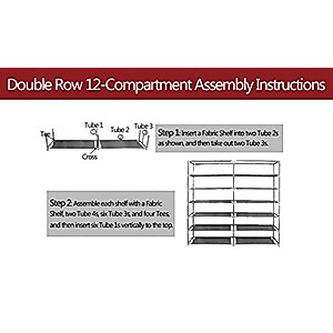 SOONEEDEAR 6 Tier Stackable Shoe Rack Storage Shelves,Portable Boot Rack Double Row Shoe Organizer, Shoe Cabinet Tower with Steel Frame