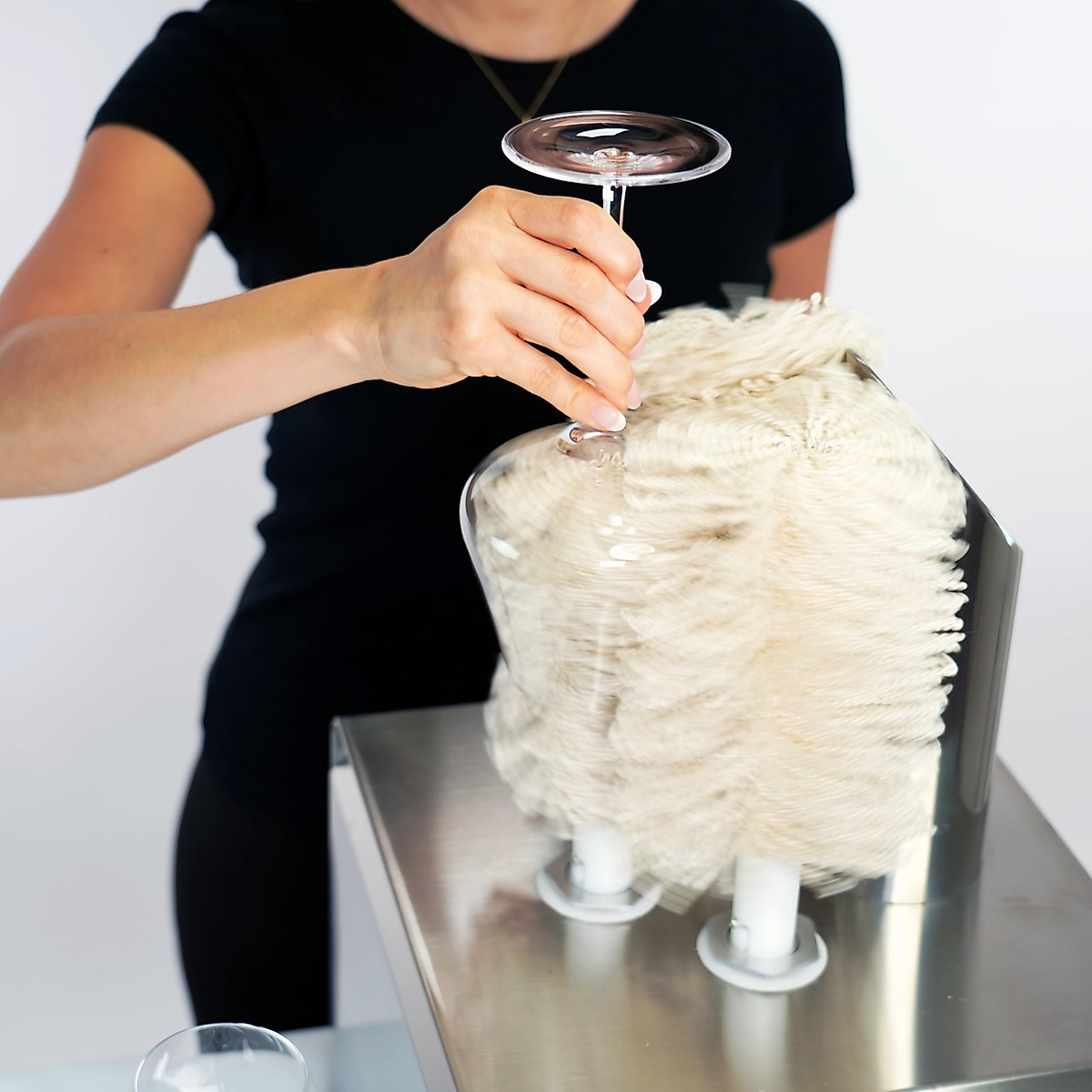 Commercial Wine Glass Polisher Machine - Electric Glass Polishing Machine with 3 Cloth Polishers - Stainless Steel Glass Polisher for Wineries, Bars, and Restaurants and More