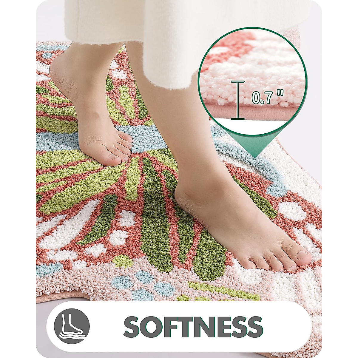 LUMI Area Rug, Shag Ultra-Soft Absorbent Rugs, Washable Non-Slip Backing Cute Carpet, Plush High Pile Floor Mats for Living Room, Kids Room, Bedroom and Nursery Room Decor, 28"x39", Pink Butterfly