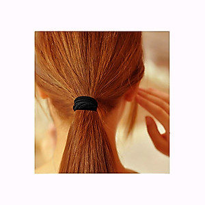 100 Pack Thick Elastics Hair Ties, Seamless Cotton Hair Bands, High Stretch Hair Ties, Ponytail Holders Headband, Simply Hair Ties, Scrunchies Hair Accessories No Crease Damage for Thick Hair (black)