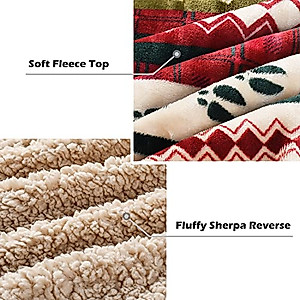 Catalonia Christmas Sherpa Throw Blanket, Xmas Theme Throws for Couch Bed, Plush Blanket | Super Soft, Warm, Fluffy, Comfy, 60x80 inches