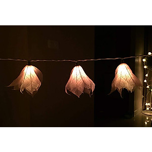 20 LED String Lights Pink Flower Fairy String Lights Leaves for Bedroom Window Curtain String Light Wedding Party Garden Outdoor Indoor Wall Decorations, Diameter 10cm (Long 9ft)