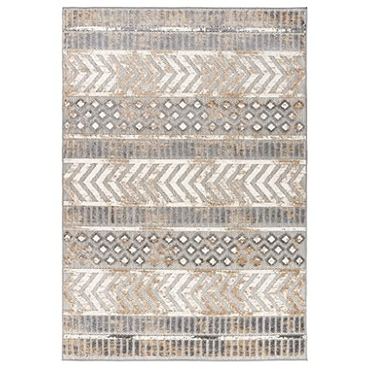 Rugshop Distressed Geometric Indoor/Outdoor Area Rug 5' x 7' Beige