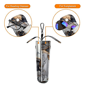 Fintie Double Glasses Case with Carabiner Hook, Portable Vegan Leather Eyeglass Case Anti-scratch Sunglasses Pouch, Cloudy Marble