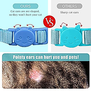 Uteuvili 12 PCS Breakaway Cat Collars with Bell Colorful Soft Safety Buckle Cat Collars Adjustable Breakaway Kitten Collars Safety Collars for Cats, 7 in-11 in