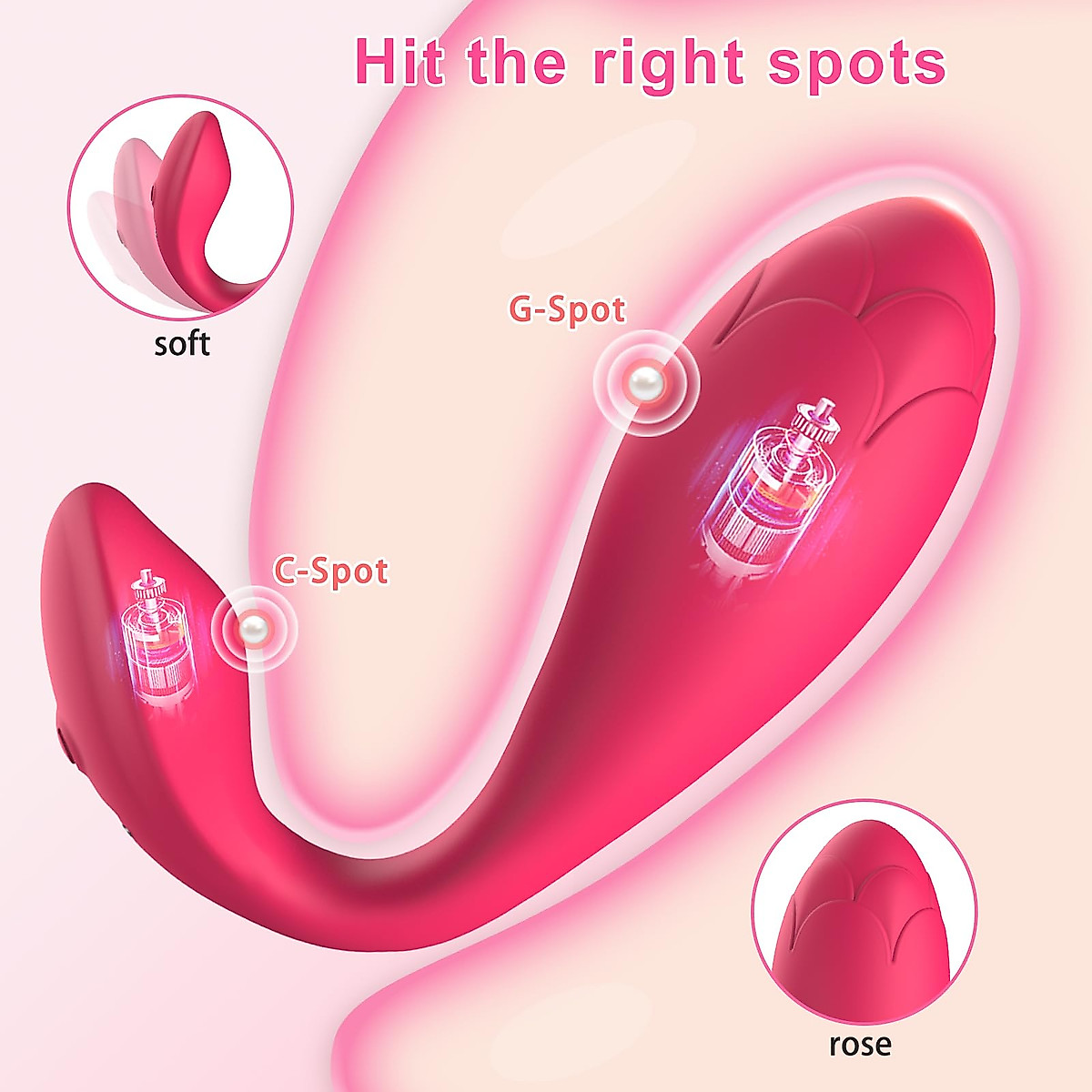 APP Remote Control Vibrator-Dual Motors Rose Sex Toy with 9 Vibrating Mode Adult Toy Wearable Clitoral G Spot Vibrator for Women Couple Pleasure