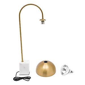 Food Heat Lamp,250W Countertop Food Heating Lamp w/Explosion-Proof Infrared Bulb,3200K 122°F Freestanding Compact Food Warmer Light,Stainless Steel+Marble Base Commercial Heat Lamp for Food, Bronze