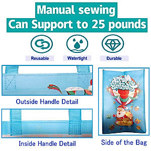 ZNABHNG 12PCS Extra Large Christmas Tote Bags with Handles Christmas Gifts Bags 15.2"x12.2"x8.3" Large Christmas Bags for Gifts Reusable Christmas Shopping Bags Christmas Grocery Totes