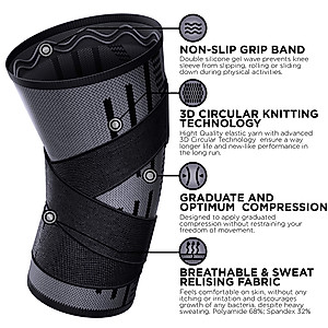 Pure Support Knee Brace with Straps, Compression Sleeve for Running, Arthritis Pain, Sports