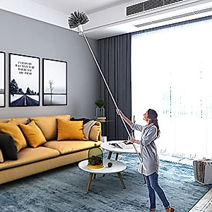 Anawin Microfiber Duster for Cleaning, 100’’ Duster with Extension Pole, Extendable Bendable Cobweb Telescoping Long Dusters for High Ceiling Fan, Blinds, Vents, Furniture, Cars(Double Heads)