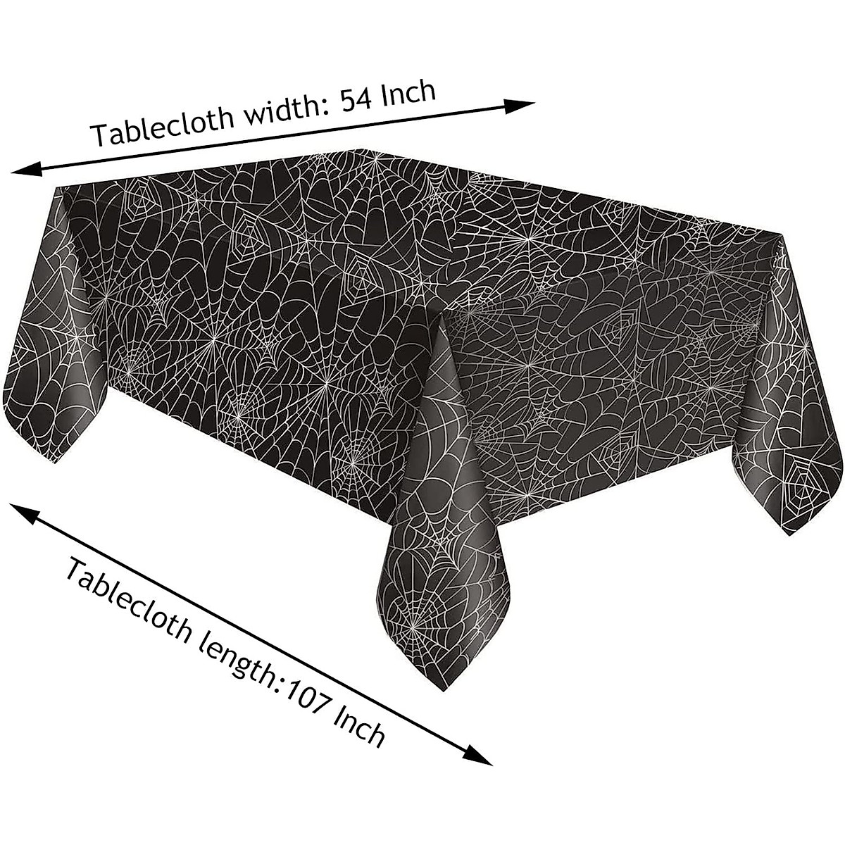 Emopeak Halloween Black Spider Tablecloth 54" x 108", Spider Web Rectangular Decorations Table Cover Spillproof Washable Table Topper Perfect for Halloween Decoration, Dinner Parties