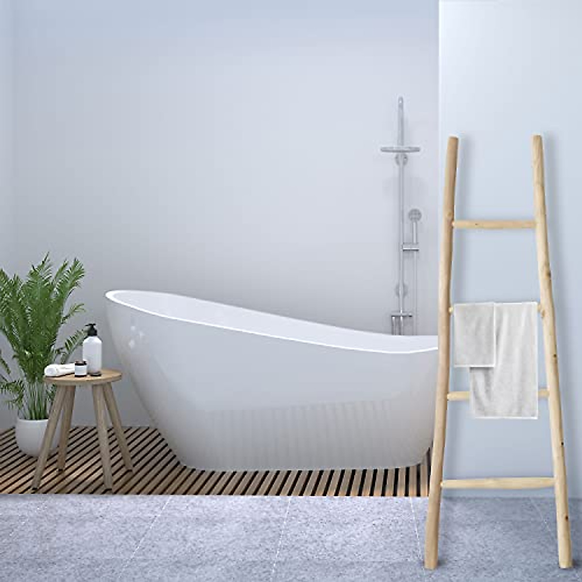 Farmers Towel Ladder, Handmade, Natural Teak, Rustic Beach House Style, 4 Rungs, Over 5 Feet Tall (63 Inches) 8.5 lbs