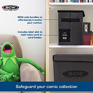 BCW Comic Book Storage Box - 1 ct | Foldable Comic Book Case | Each fits 125-150 Sleeved and Boarded Comic Books | Comic Book Storage For Silver, Bronze, and Current Comics (Single, Gray)