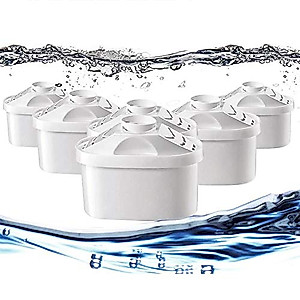6-Pack Water Filter Replacement Universal Cartridges, Multi-stage Filtration System, Removes Chlorine, Fluoride, Dirt, and Harmful Metals, Compatible with Most Brands of Water Filter Pitcher