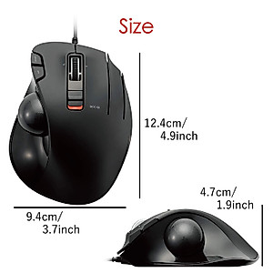 ELECOM EX-G Wired Trackball Mouse, Ergonomic, Thumb Control, Smooth Tracking Roller Ball, 6 Programmable Buttons, Tilt Scroll Computer Mice for PC Mac