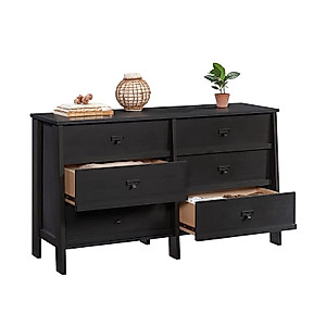 Sauder Trestle Engineered Wood 6 Drawer Dresser in Raven Oak