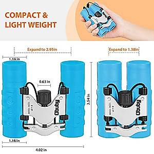Binoculars for Kids Best Gifts for 3-12 Years Boys Girls 8x21 High-Resolution Real Optics Mini Compact Binocular Toys Shockproof Folding Small Telescope for Bird Watching, Camping, Sky Blue