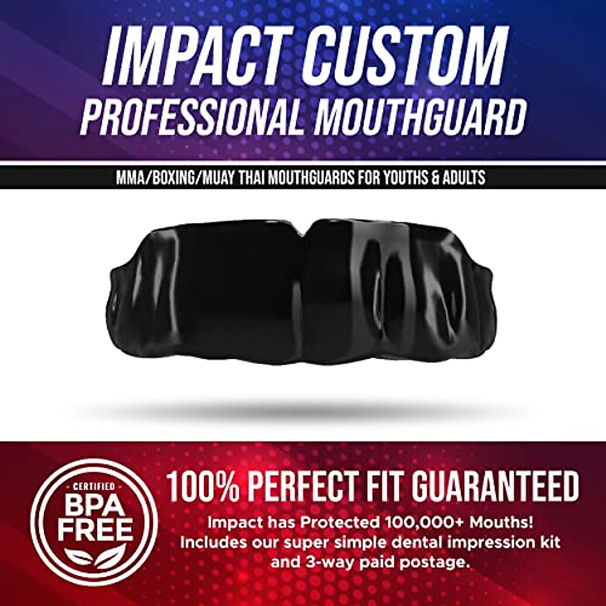Impact Custom Professional MMA/Boxing/Muay Thai Mouthguard (Black)