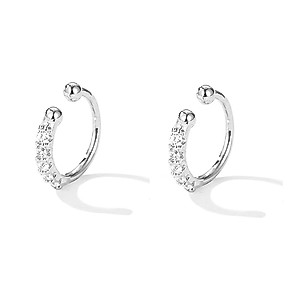 SLUYNZ Sterling Silver CZ Ear Cuff Clip On Earrings for Women Teens No Piercing Cartilage Earrings (A-Silver)