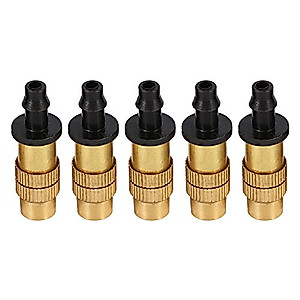 5Pacs Brass Misting Spray Nozzle Connect 4/7mm Capillary Outdoor Garden Atomizing Misting Sprayer Water Hose Nozzle for Greenhouse Landscaping Garden Outdoor Cooling Misting System
