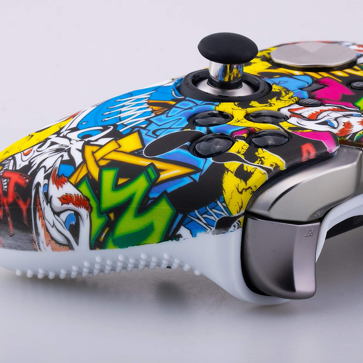 9CDeer 1 x Protective Customize Transfer Print Silicone Cover Skin Cartoon Skulls + 6 Thumb Grips Analog Caps for Xbox Elite Wireless Controller Compatible with Official Stereo Headset Adapter