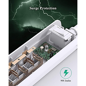 2 Pack Power Strip - 12FT Long Extension Cord, Surge Protector with 6 Outlets and 2 USB Charging Ports, Flat Plug Overload Protection, (1625W/13A/900J), Wall Mount for Home Office and Dorm, ETL Listed