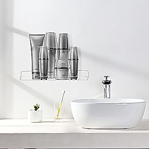 Acrylic Floating Shelves, 2 Pack of 15 inches Invisible Acrylic Floating Wall Ledge Shelf, Wall Mounted Nursery Kids Bookshelf, Spice Rack, Bathroom Storage Shelves for Cosmetics, Photos, Books, Spice