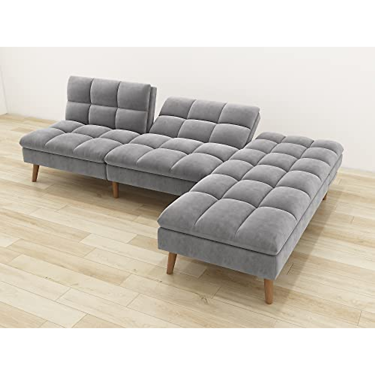 Gold Sparrow Bovey Convertible Sofa Bed Sectional, Fog