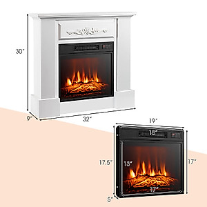 ORALNER 32” Electric Fireplace with Mantel, Package Wooden Firebox Surround Freestanding Fireplace Insert Heater w/ 3 Flame Effects, Remote & 6H Timer, Overheat Protection, 1400W (White)