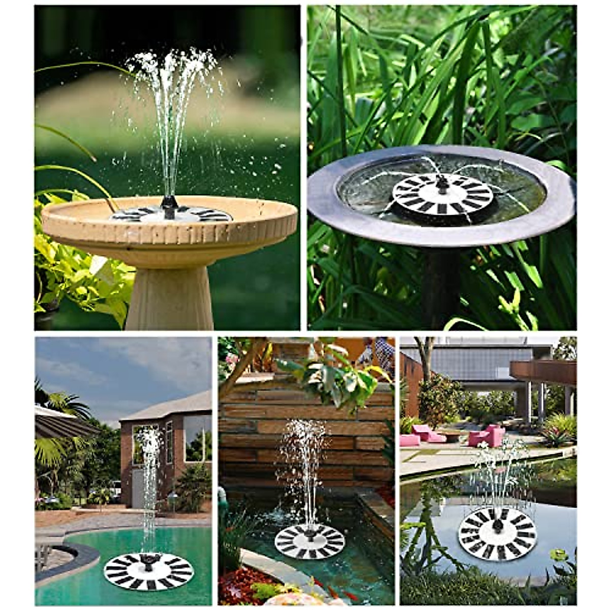 ZOLOCHEL Solar Fountain Pump Upgraded 100% Glass Covered, Outdoor Solar Powered Bird Bath Water Fountains with 8 Nozzles & 4 Fixers for Garden, Pond, Pool, Fish Tank Decoration - No Battery Needed