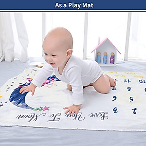 LXWIEKCO Baby Monthly Milestone Blanket for Baby Girl/Boy 60" x 40" Photo Props Blanket, Thickened Nursery Decor Baby Shower