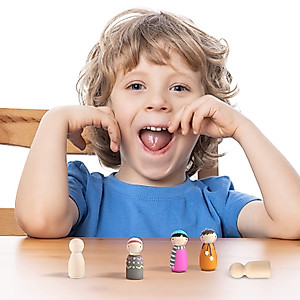 Christmas Doll 40Pcs Wooden Peg Dolls Unfinished Peg People Unpainted Wood Figures Decorative for DIY Graffiti Painting, Arts, Crafts Projects Wooden Toys Unfinished Wood