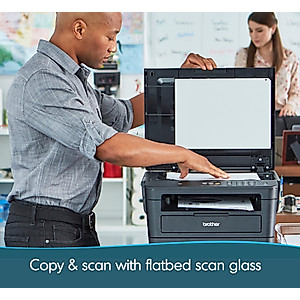 Brother HL-L2395DWB Monochrome Laser Wireless All-in-One Printer with Convenient Flatbed Copy & Scan, Automatic Duplex Printing, 36ppm, 2400 x 600 dpi, 250-sheet, Hi-Speed USB, Tillsiy Printer Cable