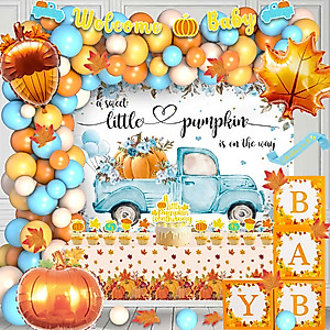 A Little Pumpkin is On the Way Baby Shower Decorations, Thanksgiving Pumpkin Baby Boy Baby Shower Decorations Kit, Fall Pumpkin Baby Shower Boy Supplies, Autumn Baby Shower Decorations for Boy