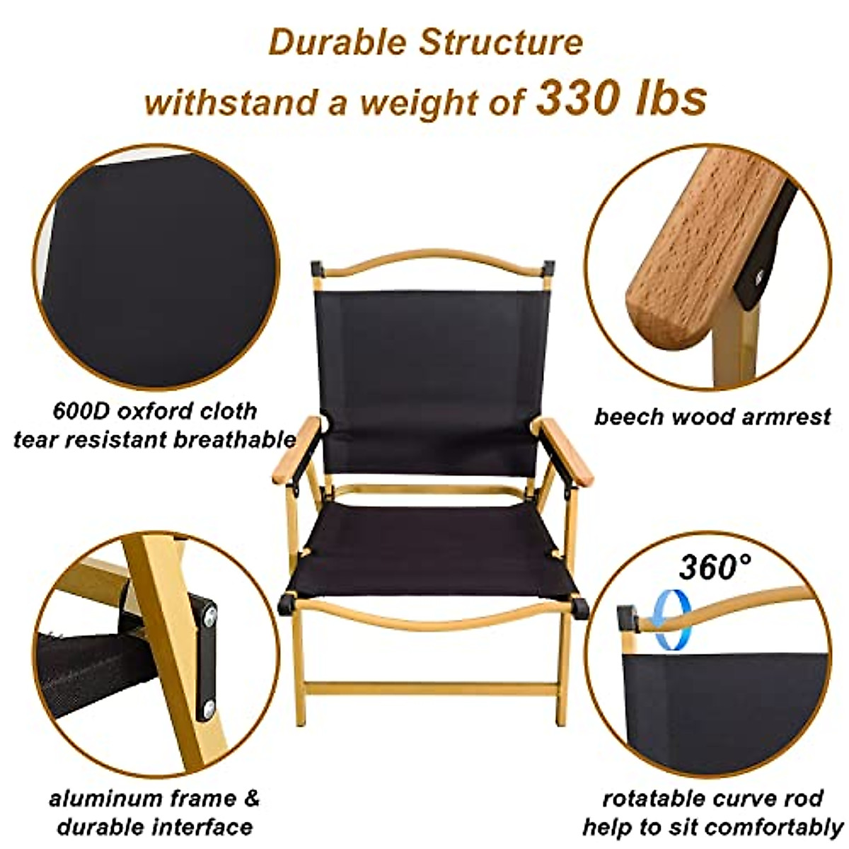 Kweetle Foldble Camping Chair Kermit Chair Beach Chair Outdoor Furniture Aluminum Portable Folding Camping Chair for Camping Picnic Park