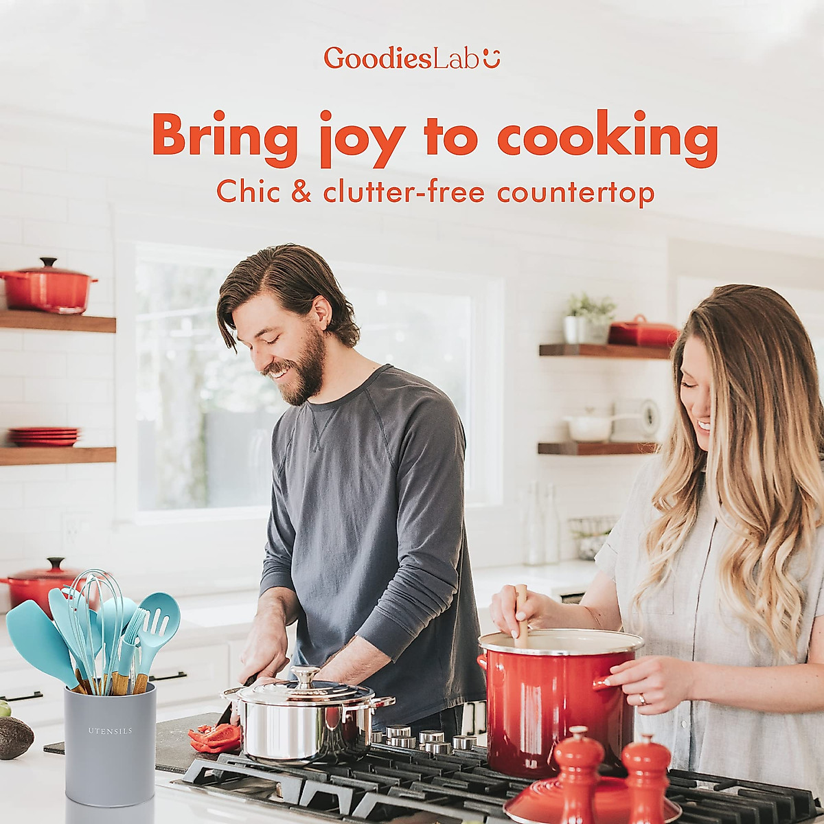 Kitchen Utensil Holder For Countertop, Large Utensil Holder for Kitchen Counter, Utensil Caddy Cooking Utensil Holder, Spatula Holder Utensil Crock, Farmhouse Utensil Holder, Kitchen Utensil Organizer