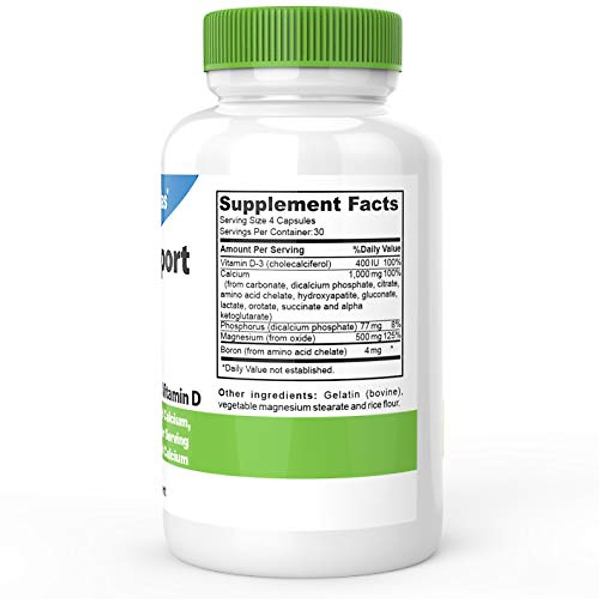 DrFormulas Bone Support 100% DV 1000mg Calcium Supplement Carbonate, Citrate, Gluconate, (not d-glucarate) Chloride with Vitamin D, Magnesium and Boron - 30 Day Supply
