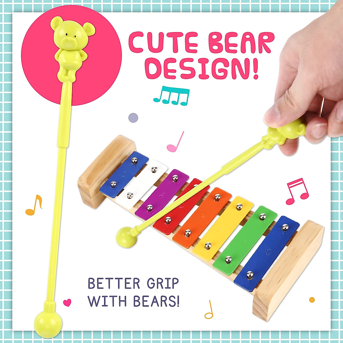 Xylophone Musical Toys for Baby Toddlers Kids with Harmonica, Wooden Musical Instruments Set with Mallets and Music Cards, Great Birthday Gifts for Preschool Kids Boys Girls